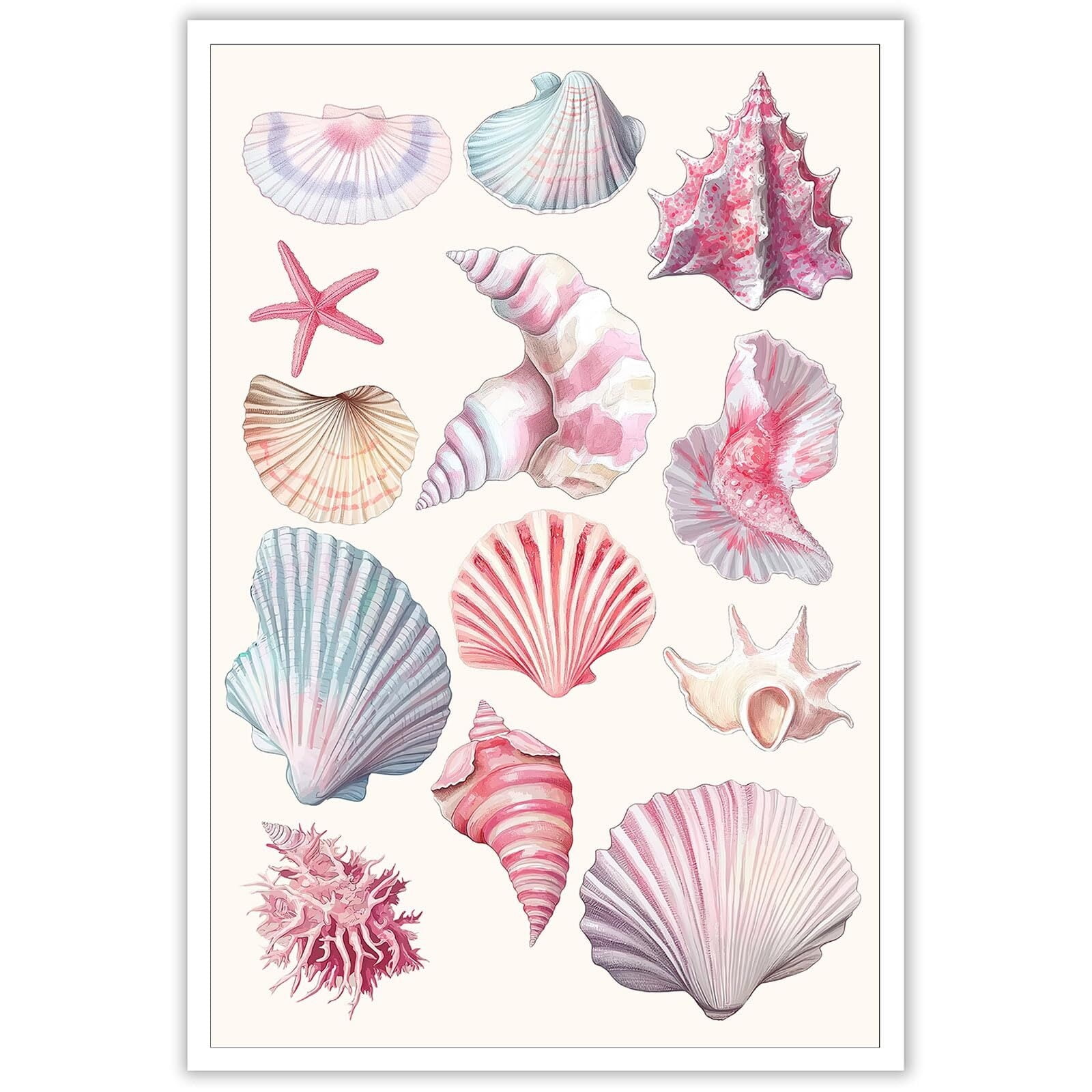 Preppy Coastal Cowgirl Wall Art Cute Summer Pink Seashell Poster Funny ...