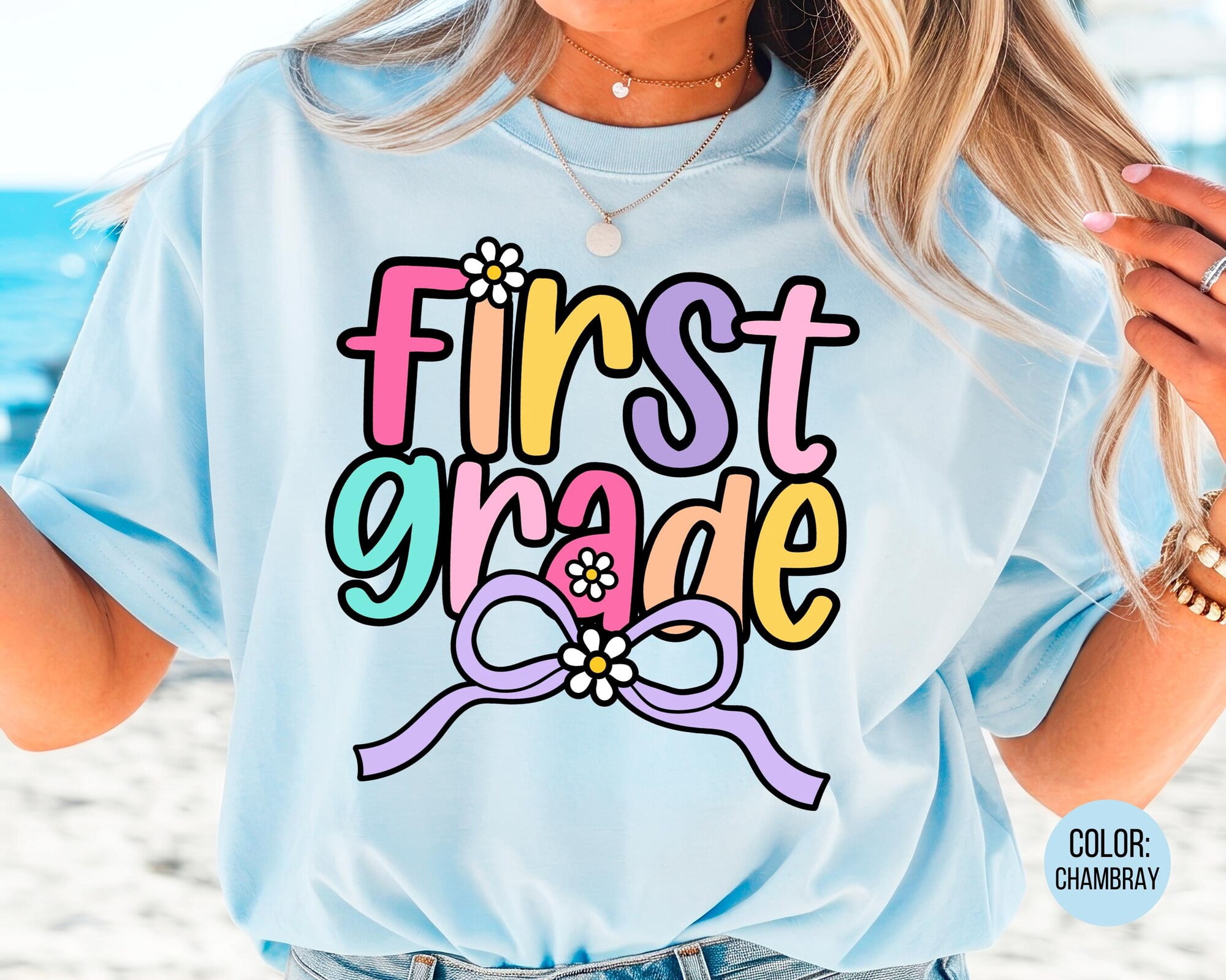 Preppy Coquette First Grade Shirt 1st Grade Teacher Shirts - Walmart.com