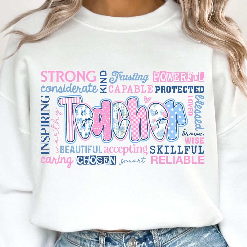 Preppy Coquette Floral Teacher Shirt, Positive Teacher Affirmation ...