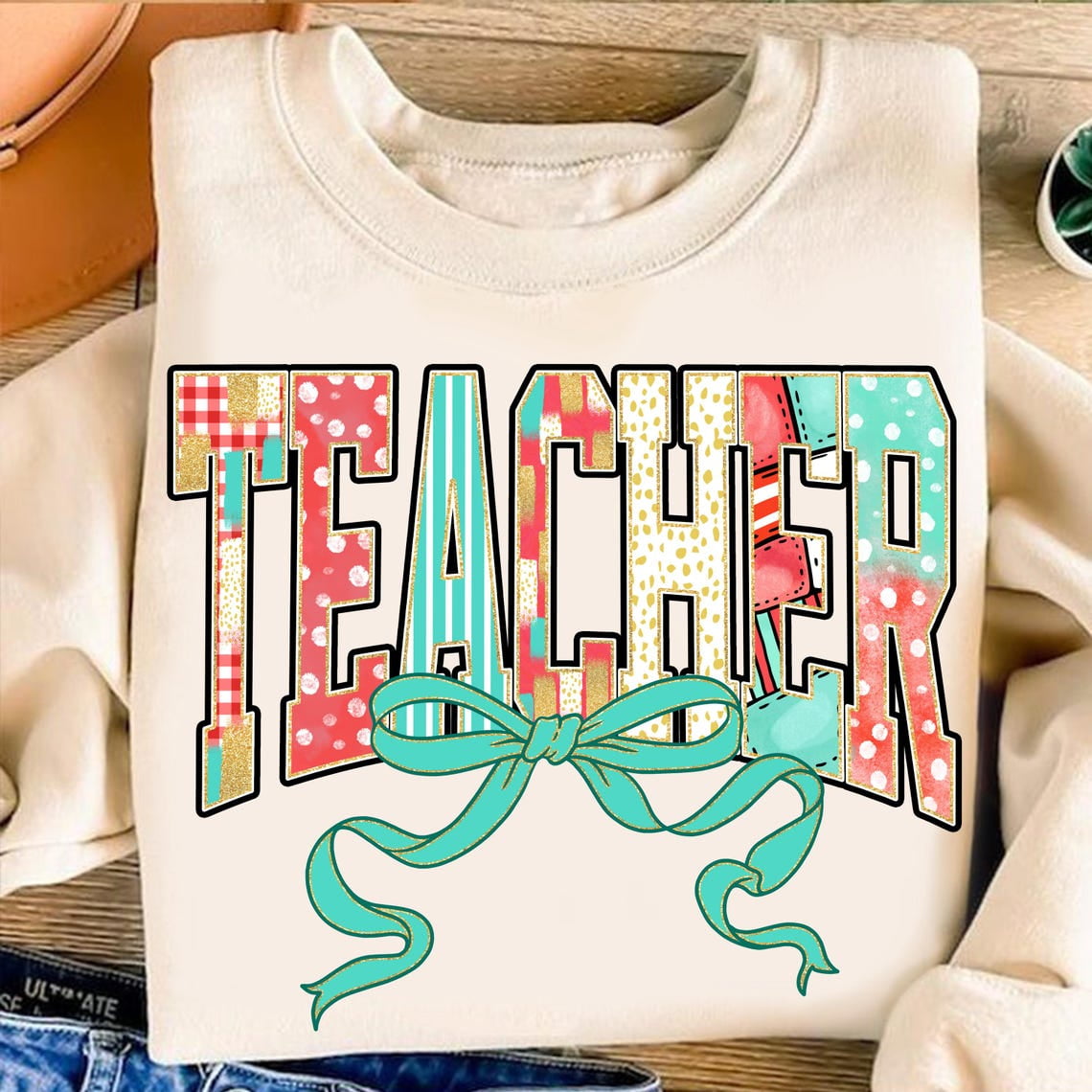 Preppy Coquette Teacher First Day of School Design, Teacher Varisty ...