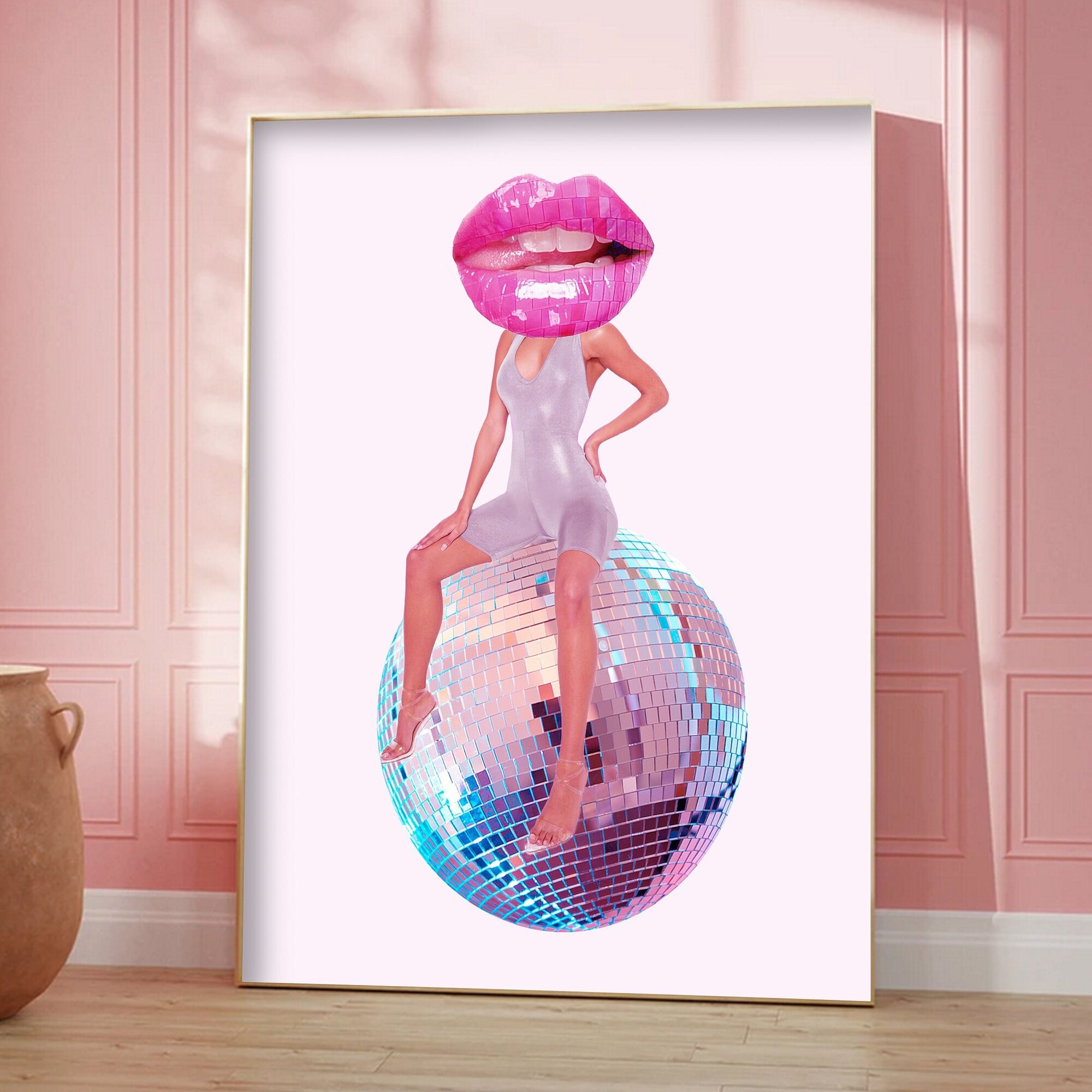 Preppy Disco Ball Wall Art, Retro Style Wall Art, Party Wall Decor ...