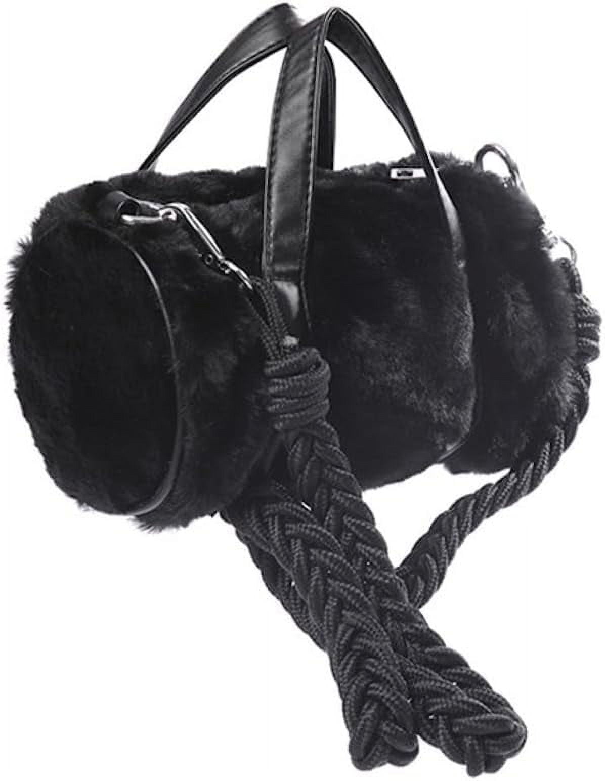 Preppy Fuzzy Boston Bag Women Teen Girls Rope Weaving Top Handle ...