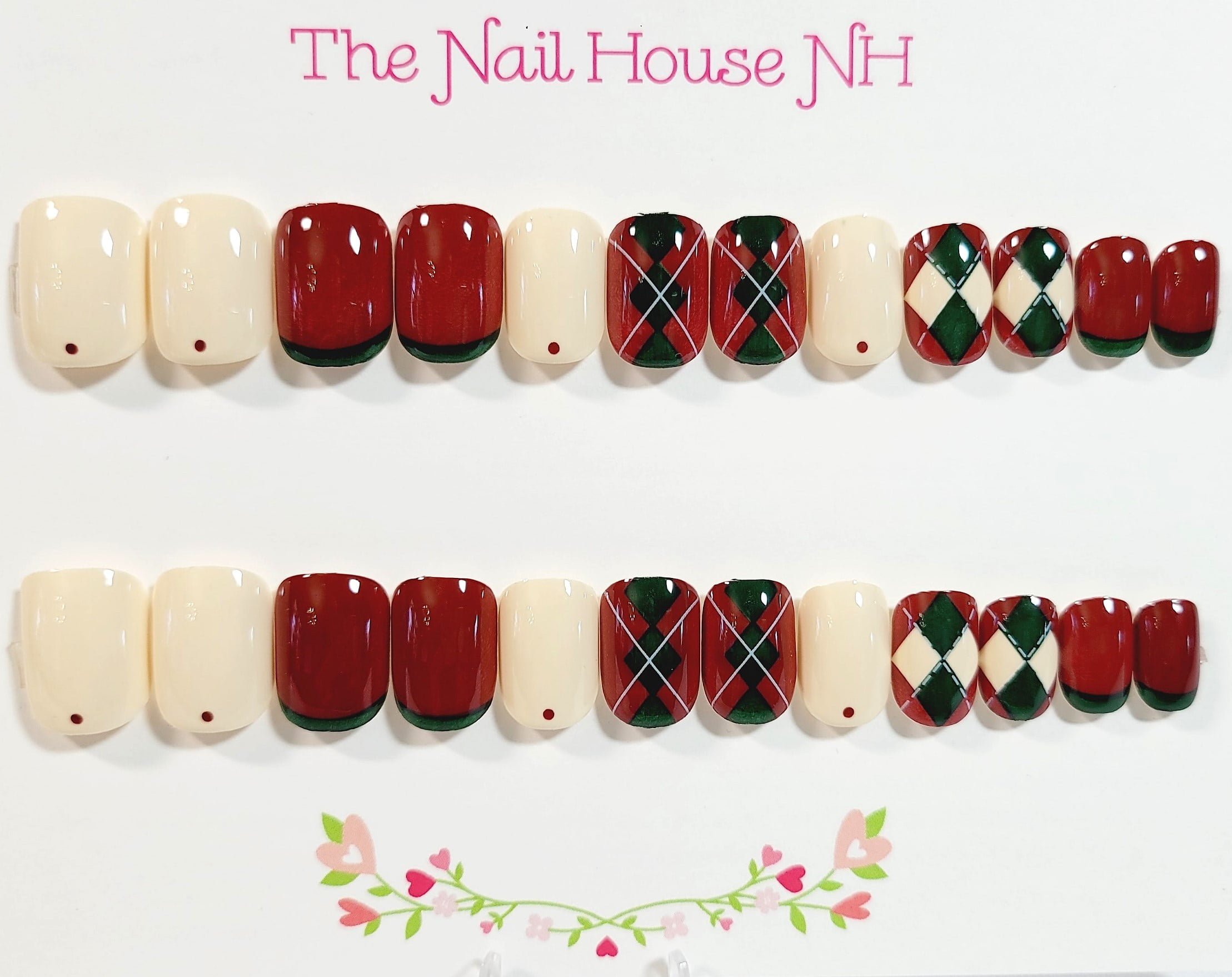 Preppy Girl Glossy Extra Short Square Press On Nails - 24 Pieces ...