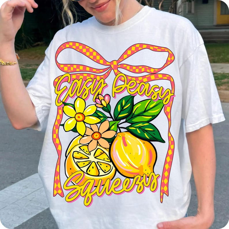 Preppy Lemon Summer Shirt, Coquette Bow Lemonade Shirt, Easy Peasy ...