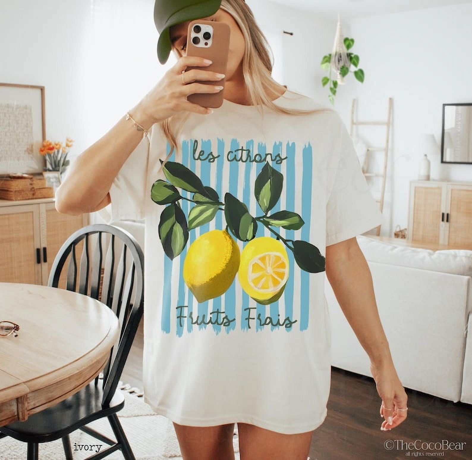 Preppy Lemon Tshirt , Vintage Cottagecore French Shirt Cotton Lemon ...