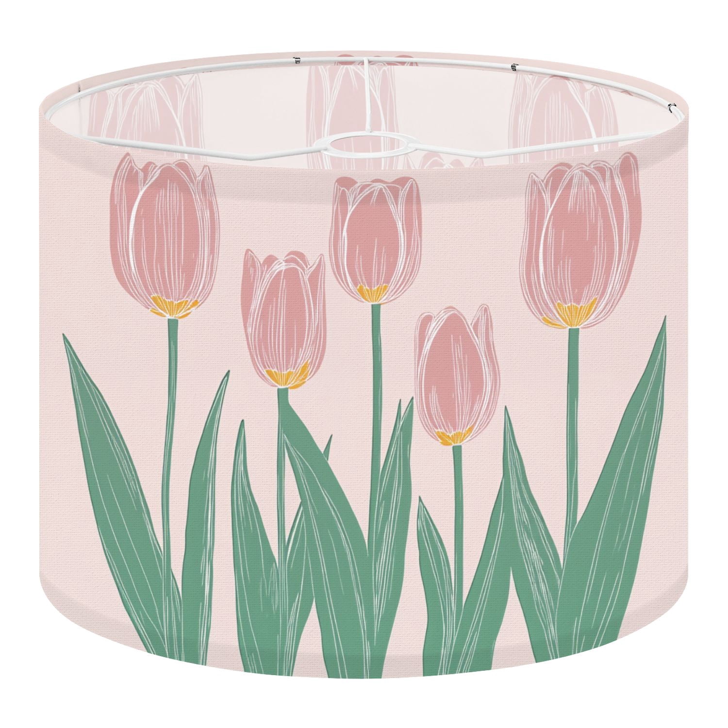 Preppy Linen Drum Lampshades Pink Flowers Boho Abstract Floral ...