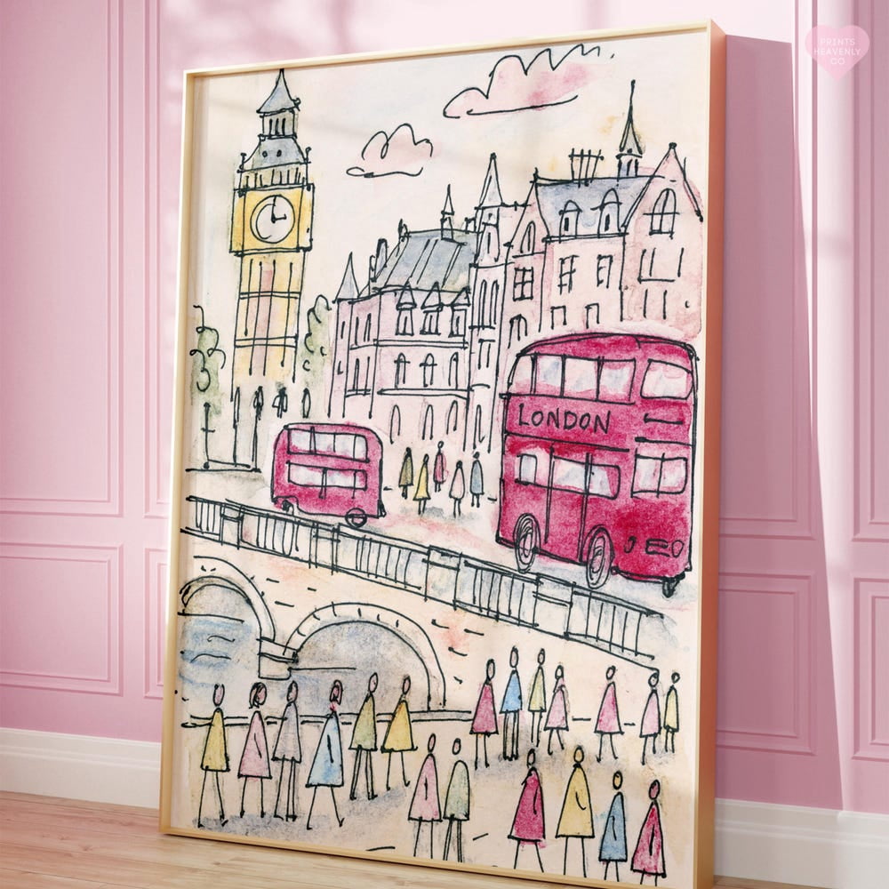 Preppy London Print Poster, London Poster, London Wall Art, Pink Girly ...