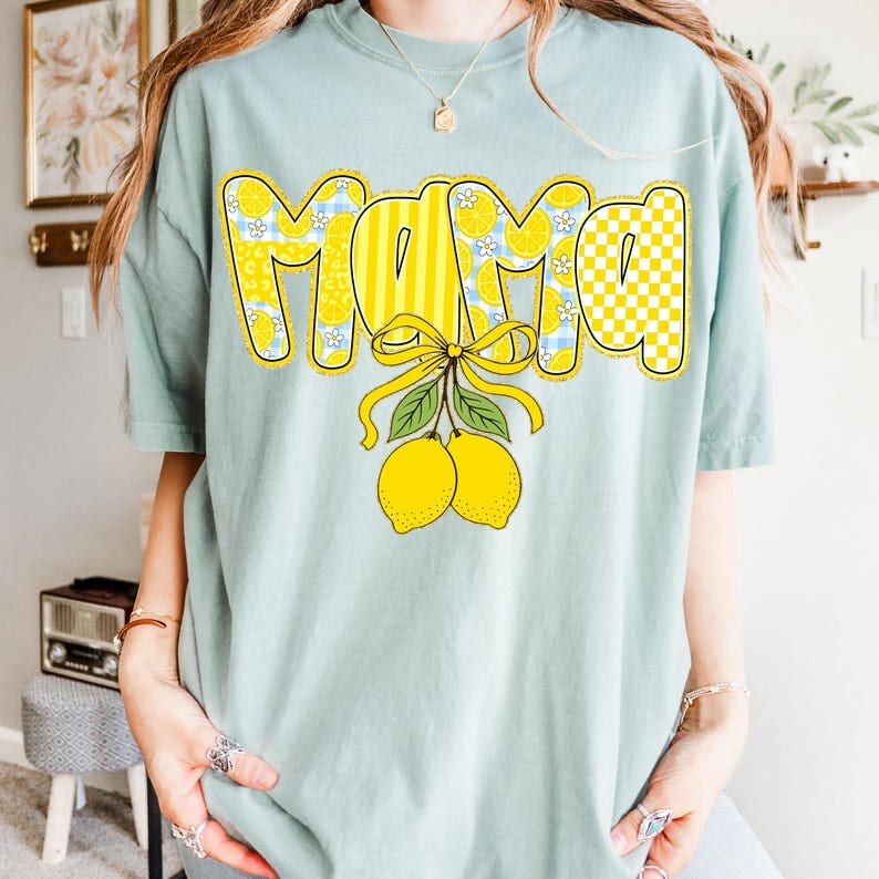 Preppy Mama Lemon Glitter Coquette Bow Png, Cute Lemon Floral Mama Png ...