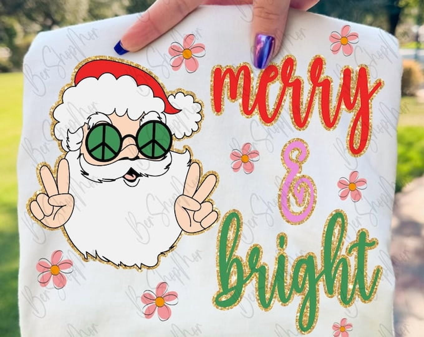 Preppy , Merry And Brigh Design, Santa , Doodle Sublimation, , Faux ...