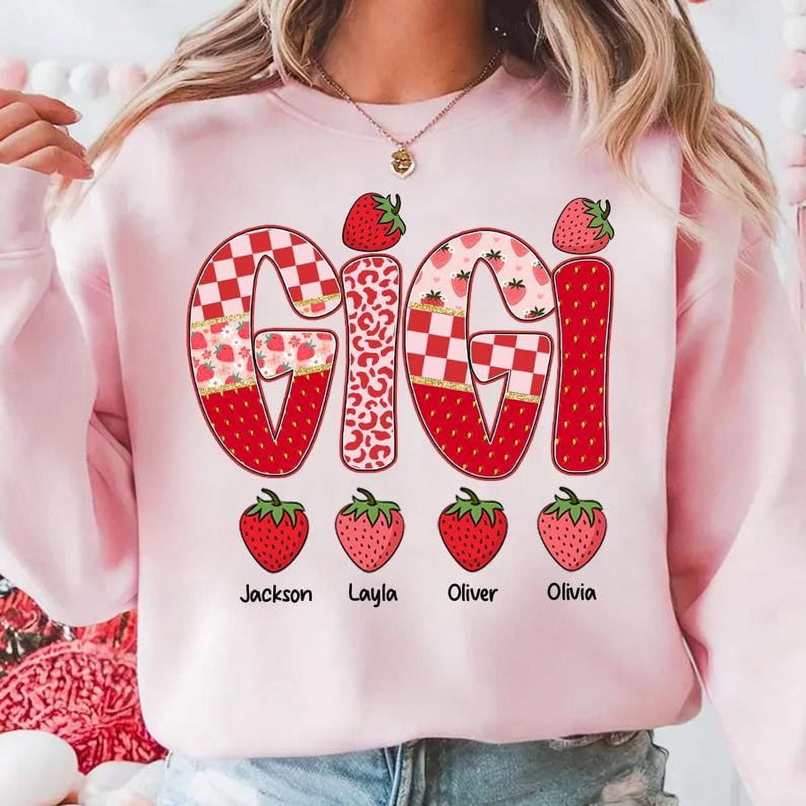 Preppy Mimi Nana Gigi Strawberry Sweatshirt, Cute Strawberry Floral ...