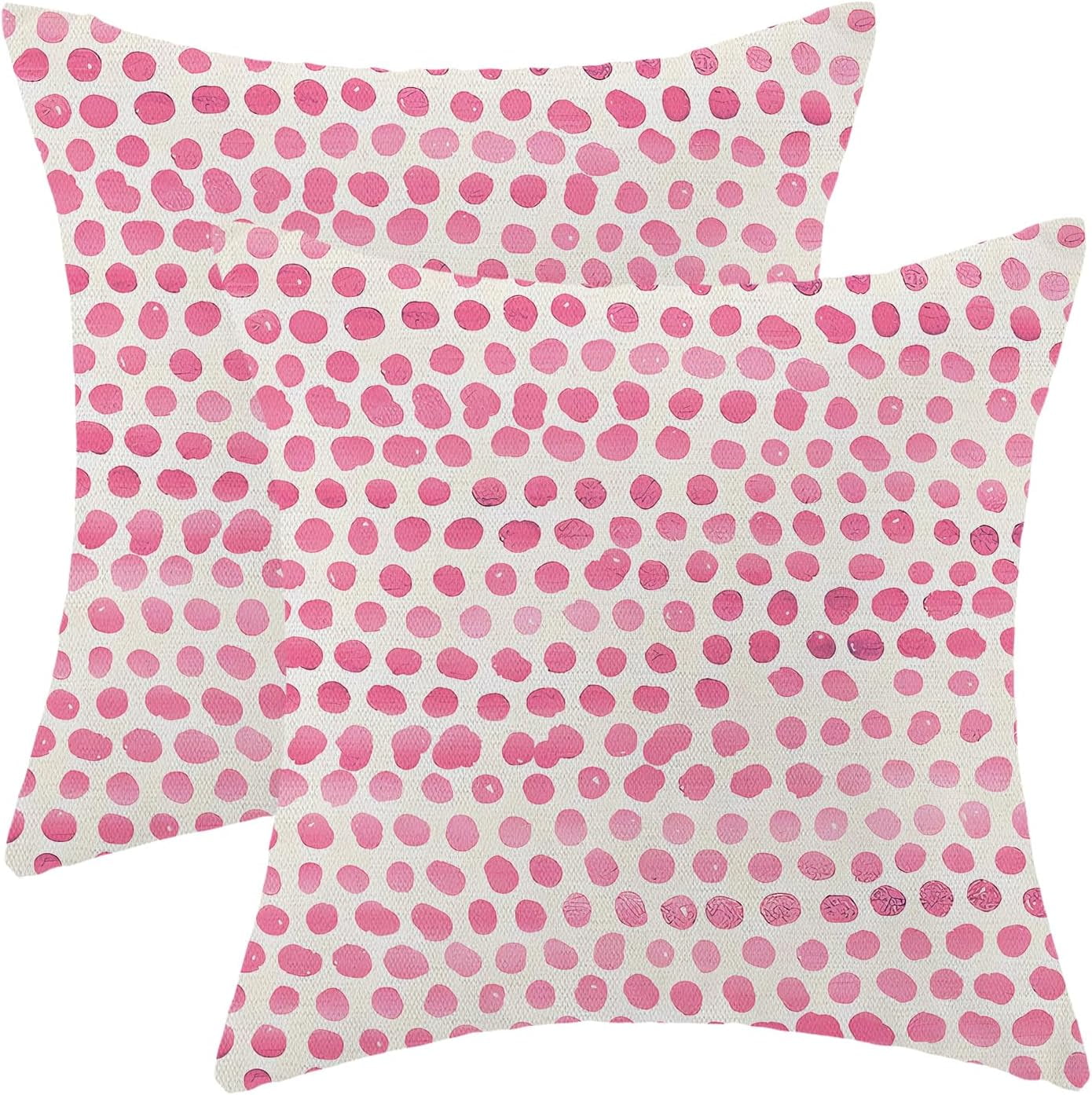 Preppy Pillow Covers 18x18 Inch Set of 2 Pink Polka Dot Outdoor Decor ...