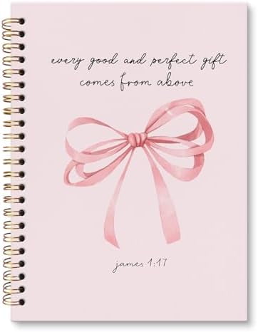 Preppy Pink Bow Notebook,James 1:17 Coquette Pink Notebooks for School ...