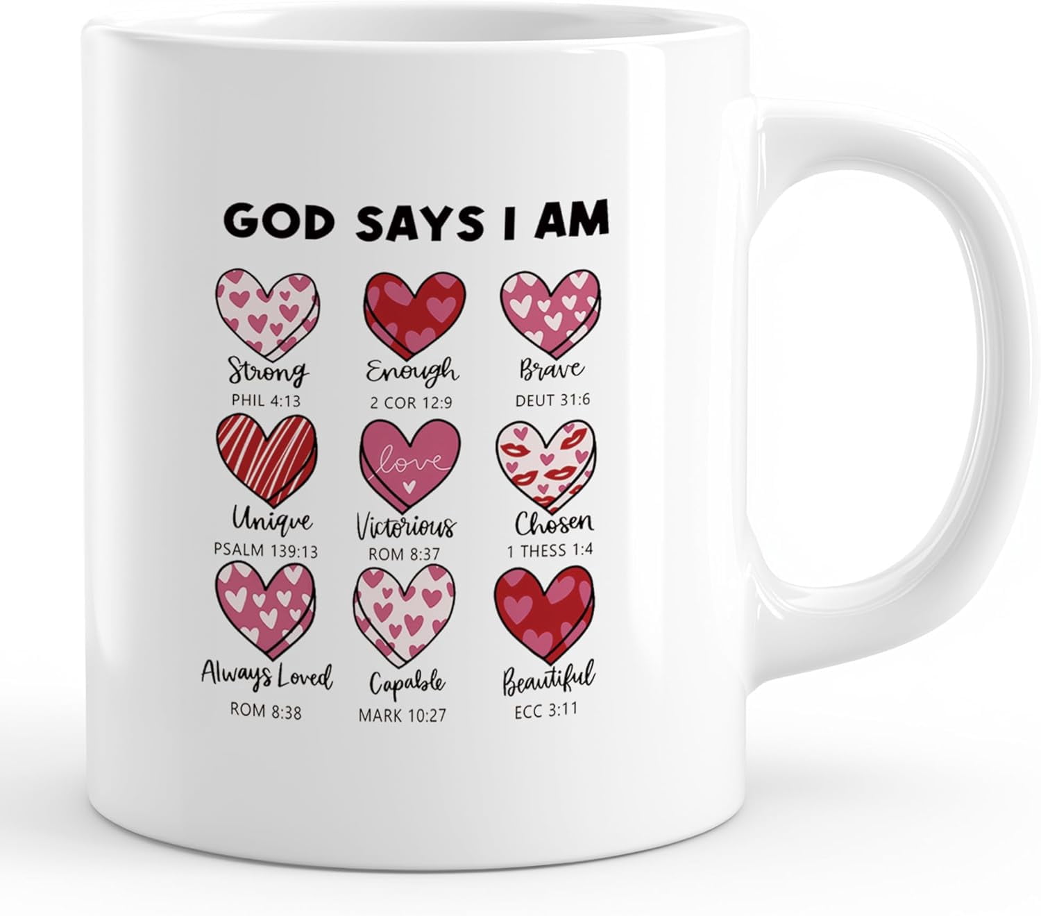 Preppy Pink Christian Mug, God Says I Am Bible Verse Coffee Cups ...