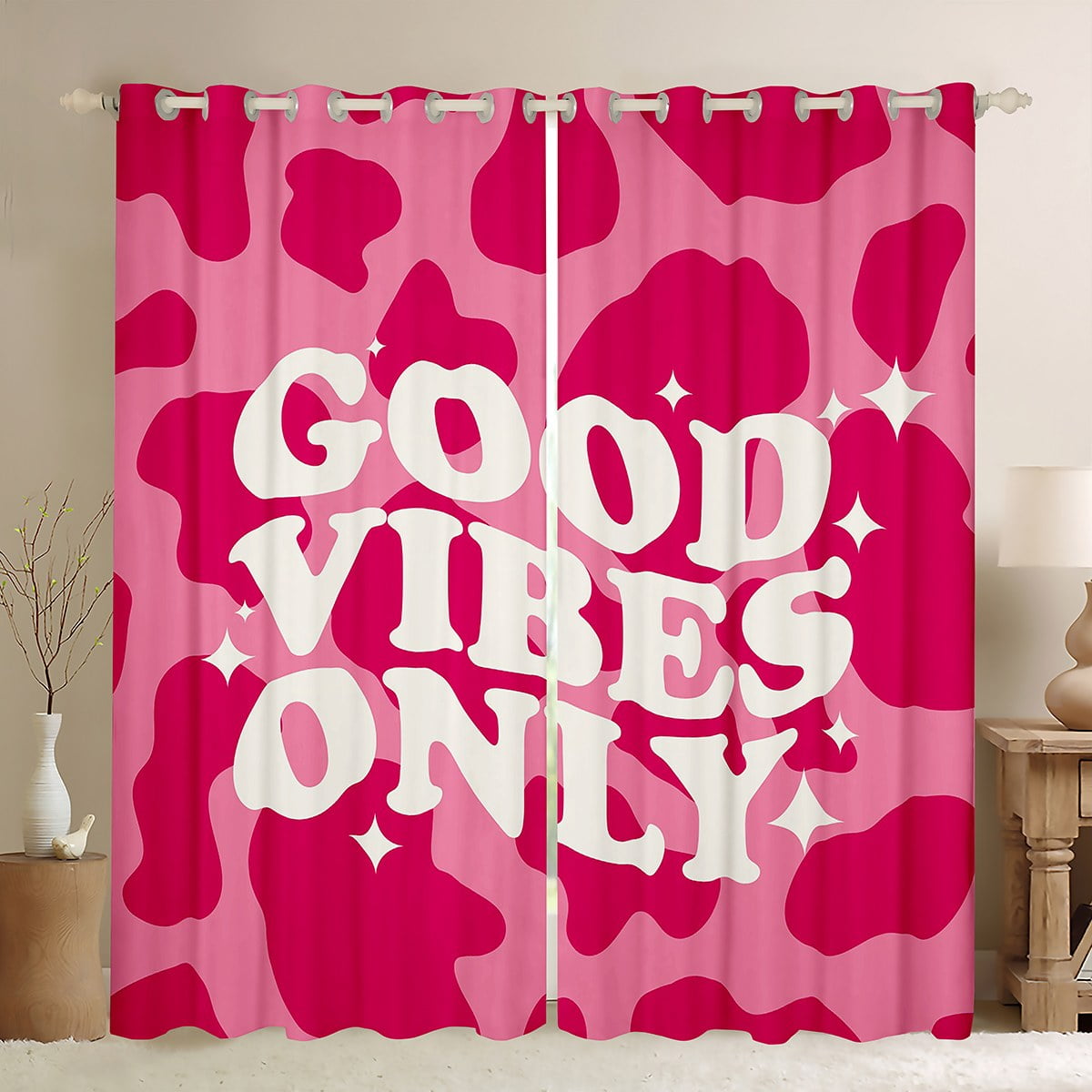 Preppy Pink Curtains & Drapes Western Living Room Curtains for Cowgirl ...