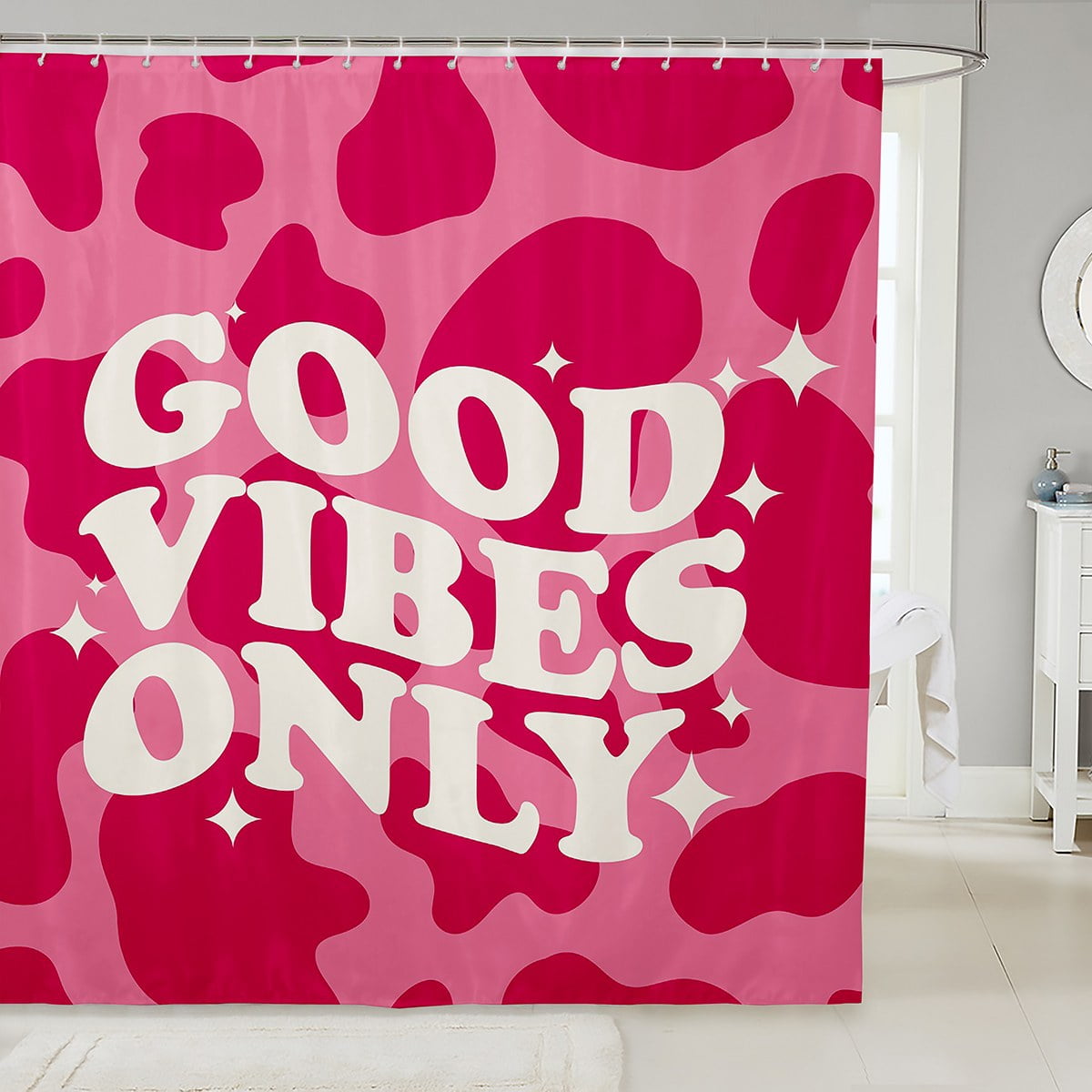 Preppy Pink Shower Curtain Western Fabric Shower Curtain for Cowgirl ...