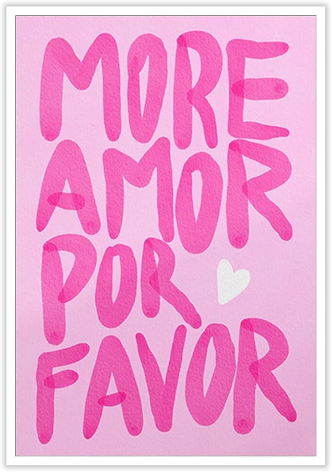 Preppy Positive Posters Pink More Amor Por Favor 8 x 12 Metal Tin Sign ...