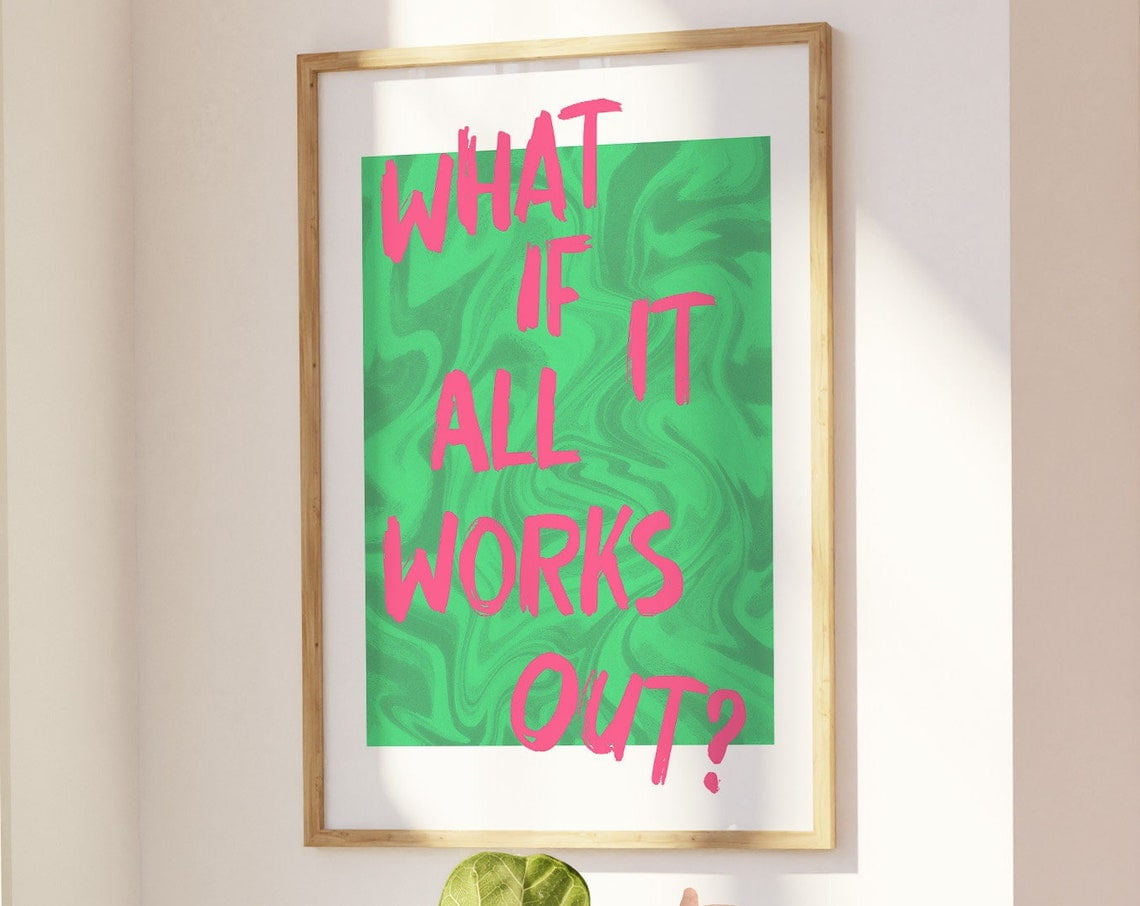 Preppy Poster, Pink Green Trendy, What If? Print, Graffiti Poster ...