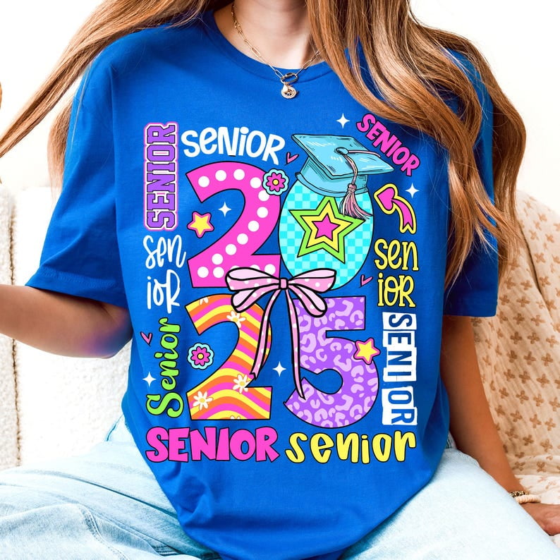 Preppy Senior 2025 T-Shirt, Class of 2025 Graduation Tee, Coquette ...
