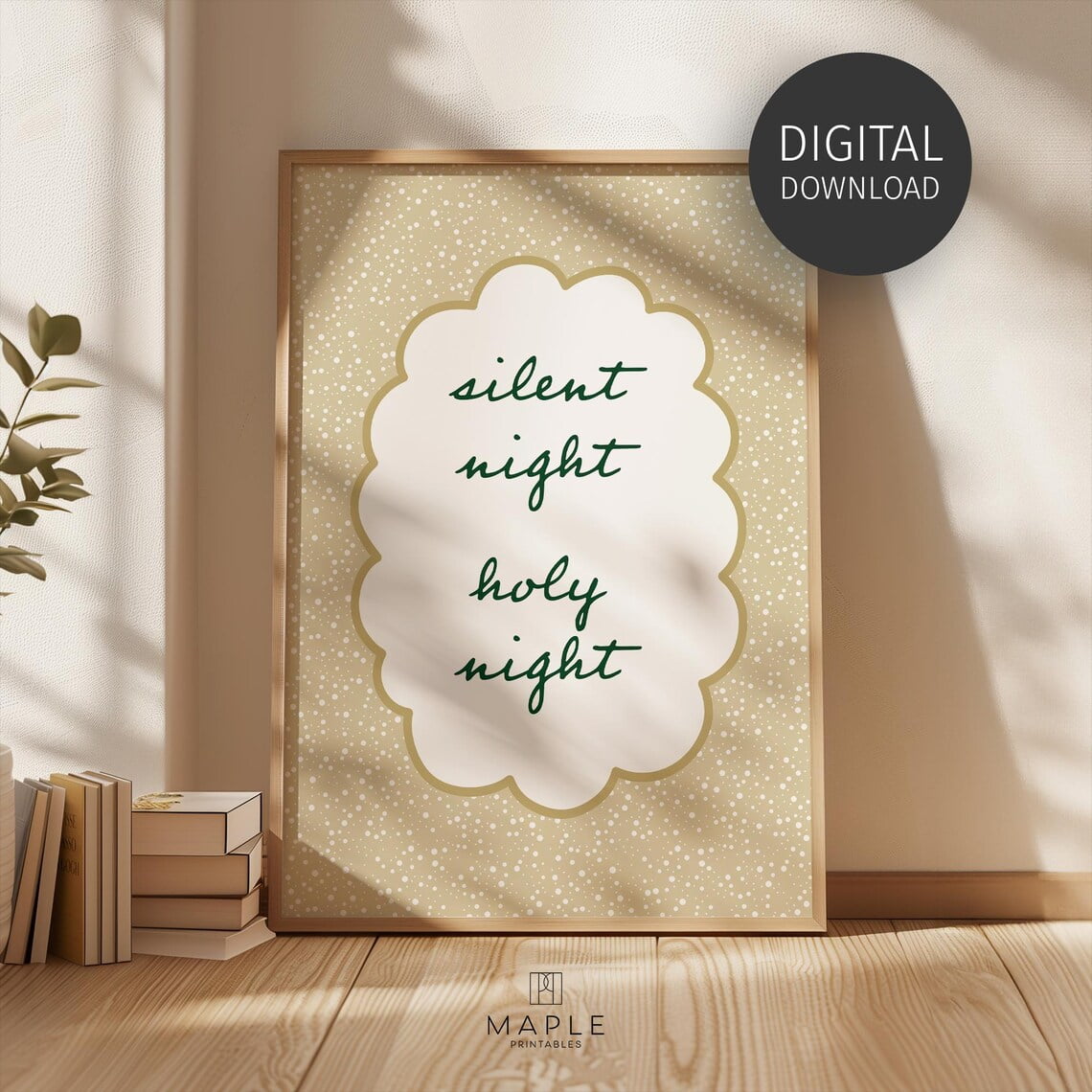 Preppy 'Silent Night Holy Night' Poster, Retro Winter Holiday Poster ...