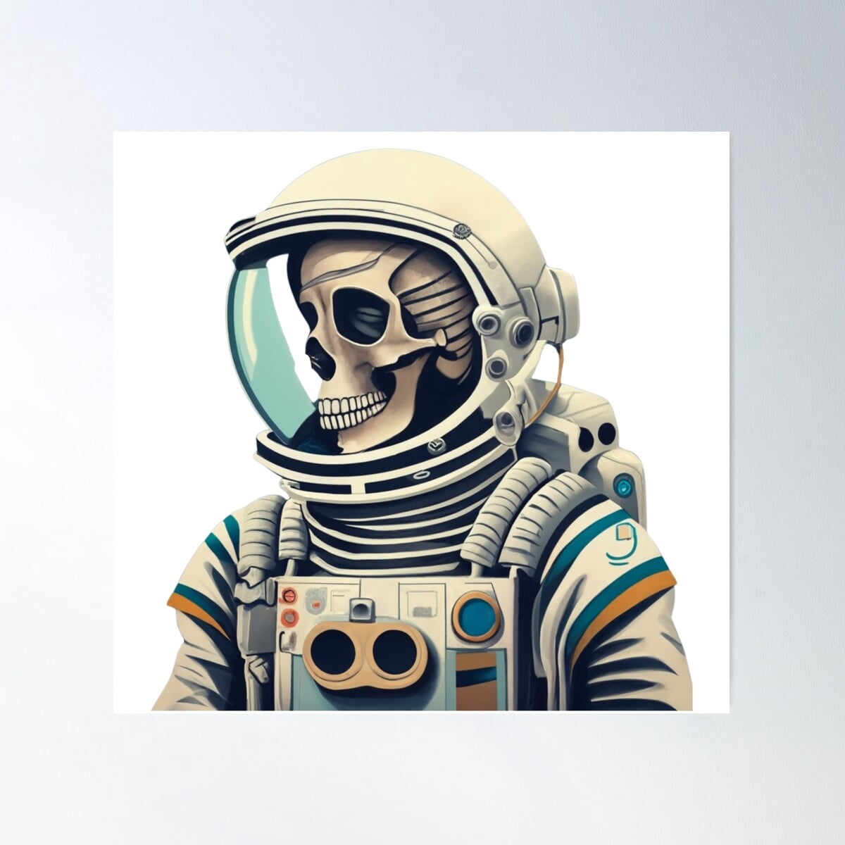 Preppy Skeleton: Astronaut Poster Wall Art, Modern Wall Decor For ...