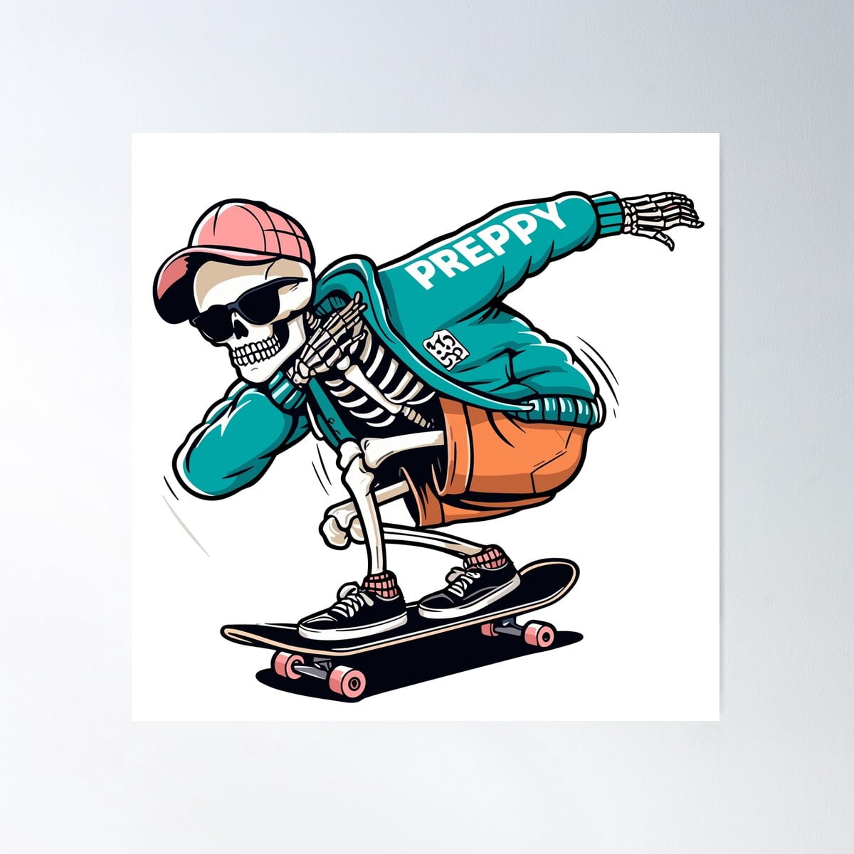Preppy Skeleton Poster Wall Art, Modern Wall Decor For Living Room ...