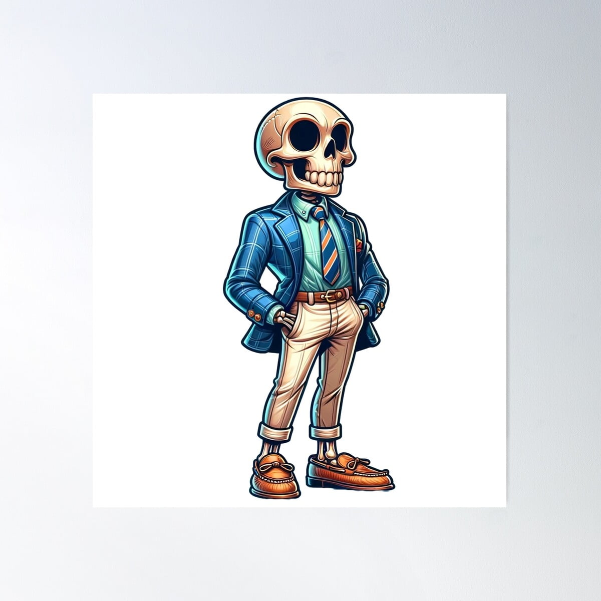 Preppy Skeleton Poster Wall Art, Modern Wall Decor For Living Room ...