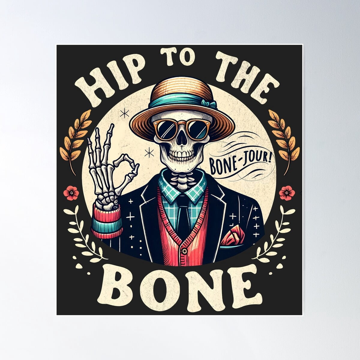 Preppy Skeleton - Vintage Suit Skeleton Poster Wall Art, Modern Wall ...