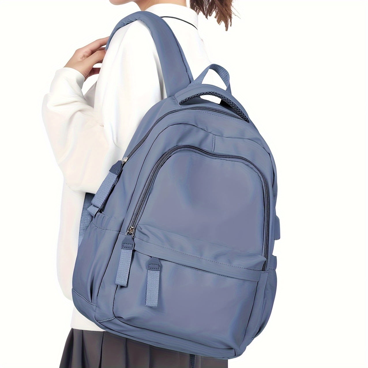 Preppy Solid Color Backpack,College School Daypack, Travel Commute ...