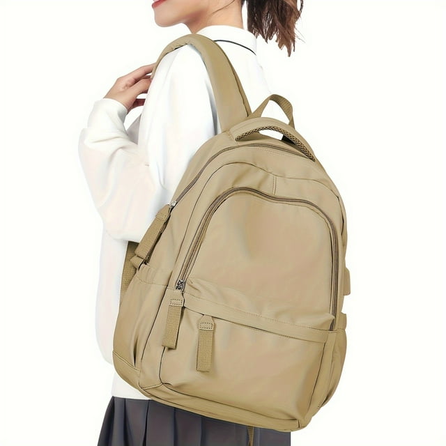 Preppy Solid Color Backpack,College School Daypack, Travel Commute ...