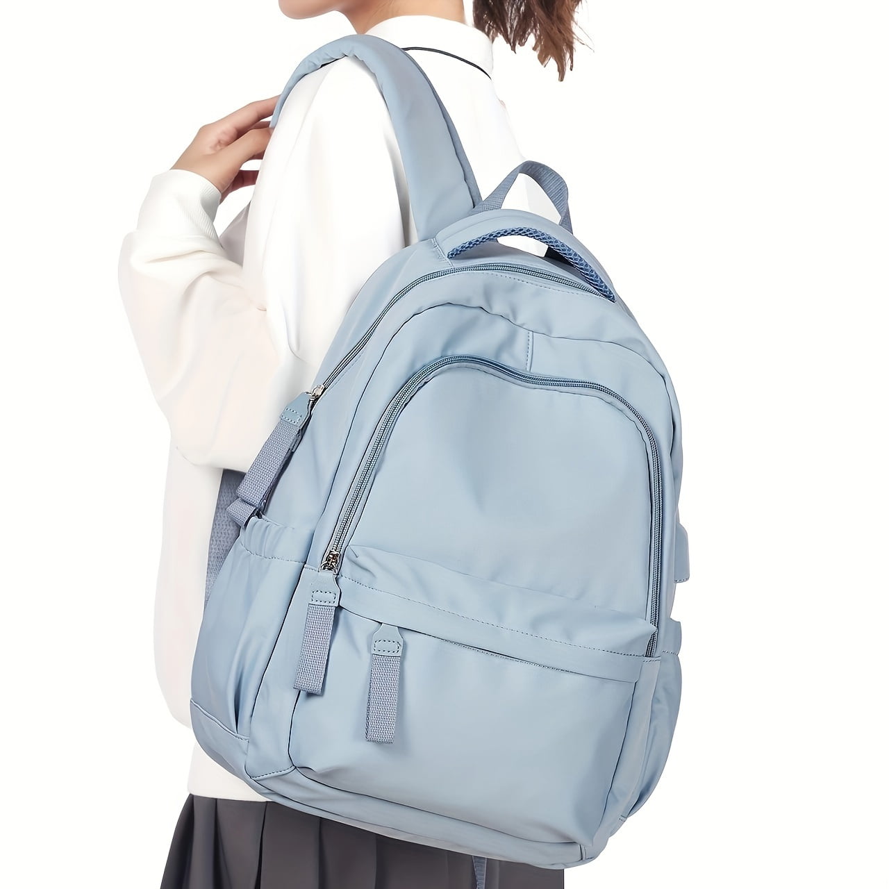 Preppy Solid Color Backpack,College School Daypack, Travel Commute ...