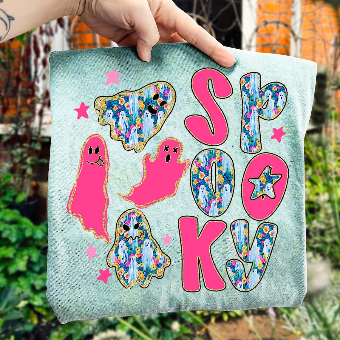 Preppy Spooky Ghost Coquette, Cute Neon Floral Ghost, Fall, Winter ...