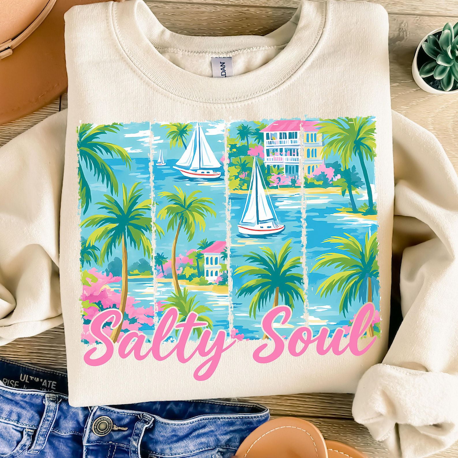 Preppy Summer Salty Soul Shirt, Pink Hot Beach Shirt, Beach Vibes ...