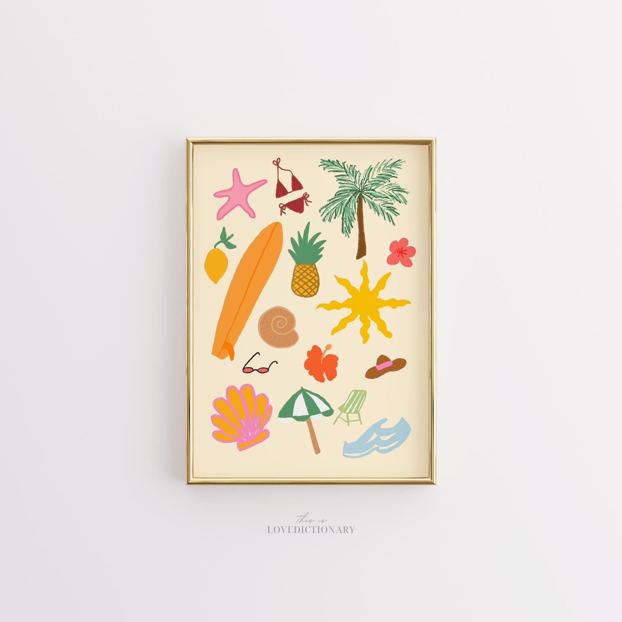 Preppy Summer Wall Art Prints, Trendy Pastel Aesthetic, Colorful ...