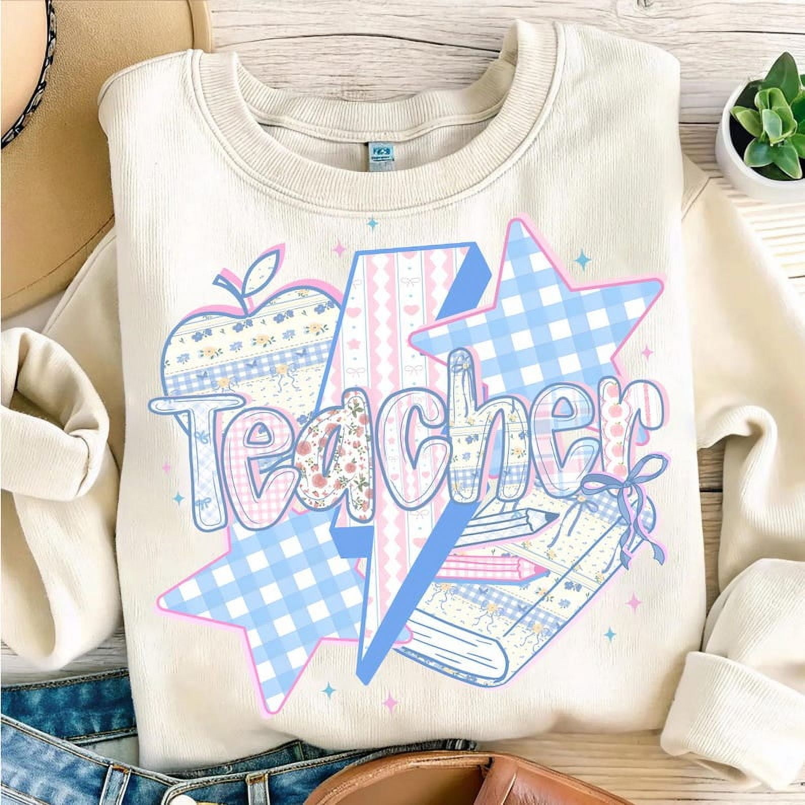 Preppy Teacher Floral Coquette Png, Teach Love Inspire Png, Retro ...