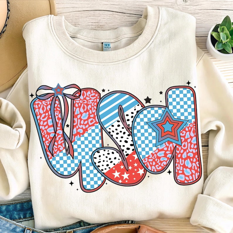 Preppy USA Coquette, Retro USA, America Brushstroke - Walmart.com