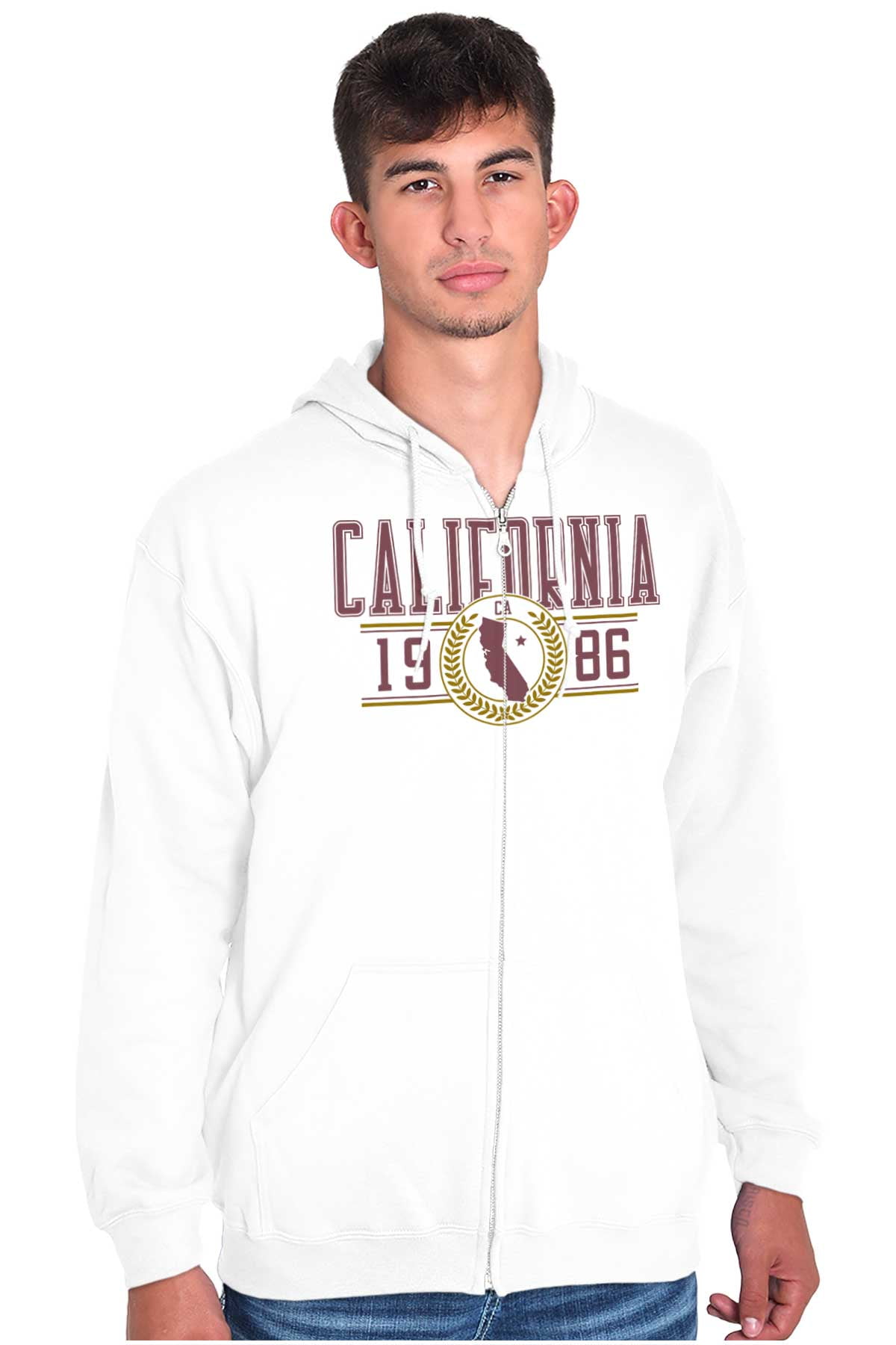 Preppy Varsity California State Map Zip Up Hoodie Men's Women's Brisco ...