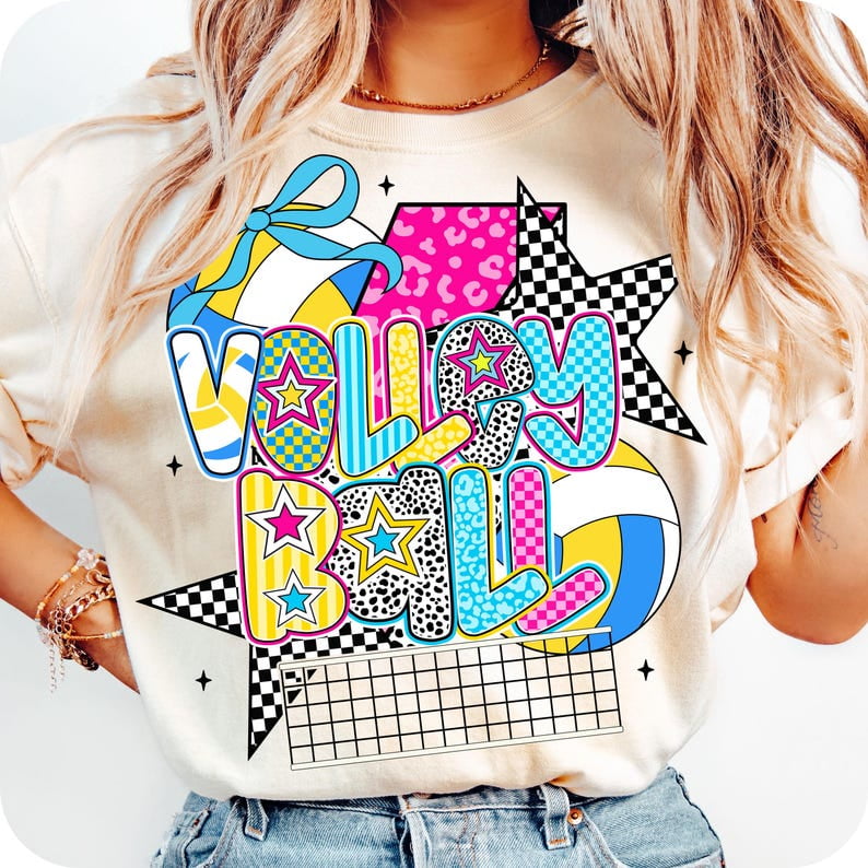 Preppy Volleyball - Checkered, Stars, & Leopard Print - Walmart.com