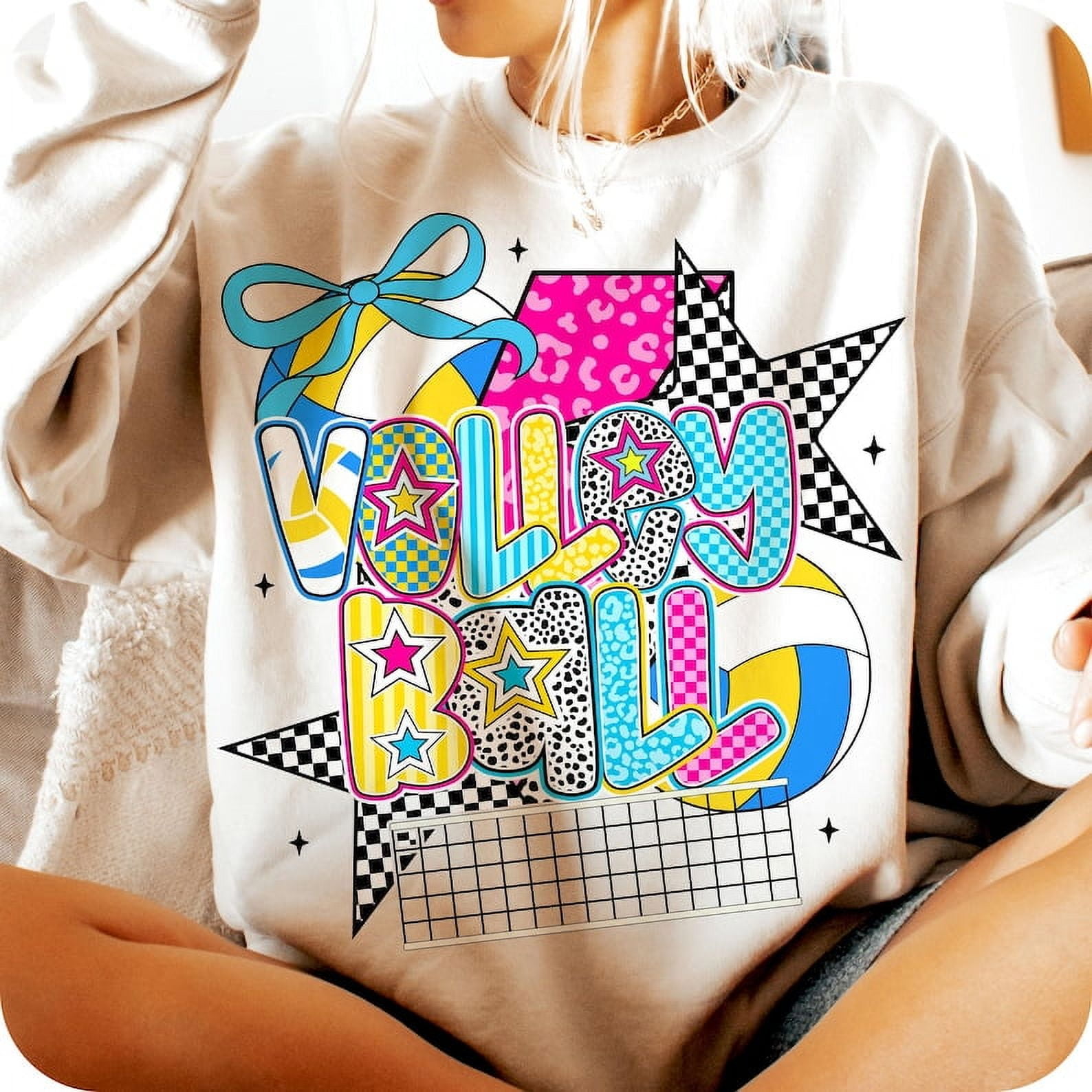 Preppy Volleyball Mama Sweatshirt, Checkered Game Day Volleyball ...