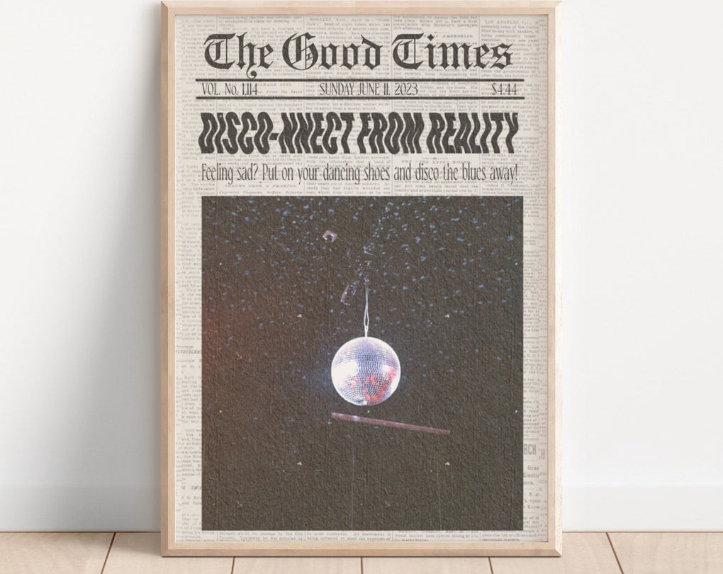 Preppy Wall Art Disco Ball Decor Newspaper Poster Preppy Decor I Put ...