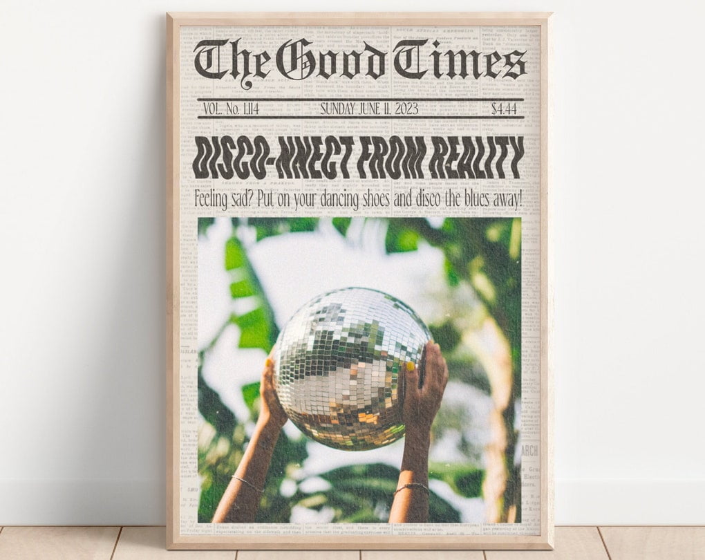 Preppy Wall Art Disco Ball Newspaper Poster Indie Room Decor I Put The ...