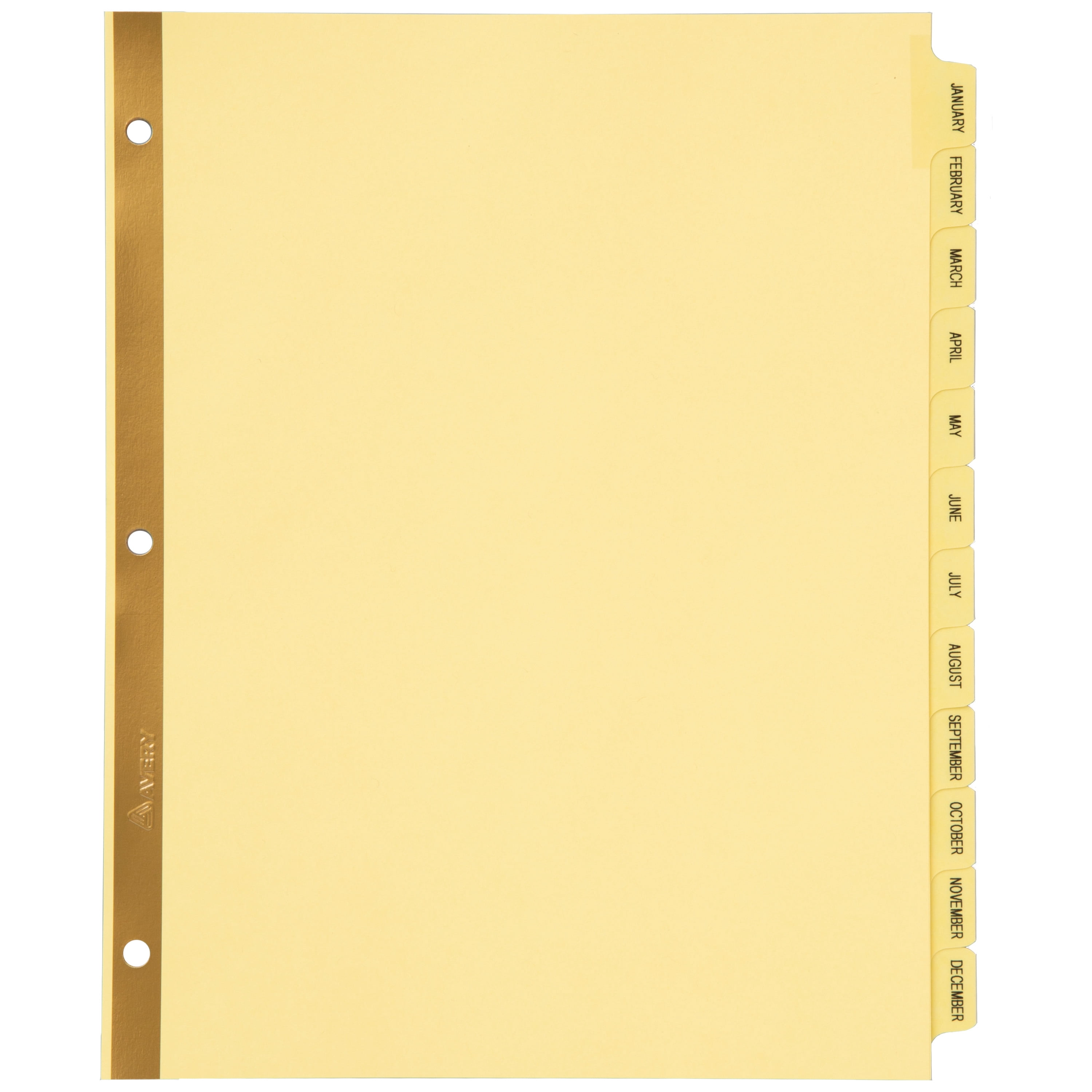 "Preprinted Laminated Tab Dividers W/gold Reinforced Binding Edge, 12 ...