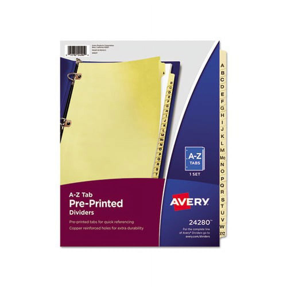 Preprinted Laminated Tab Dividers w/Copper Reinforced Holes 25-Tab ...