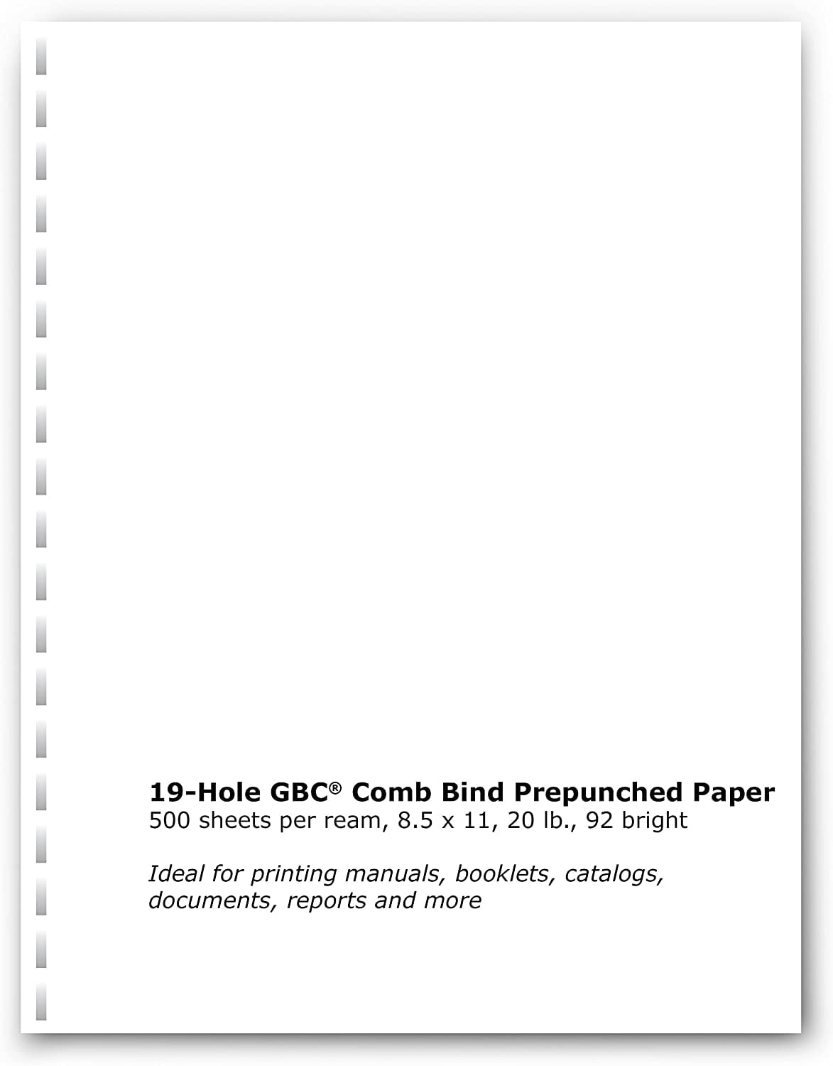 Prepunched Paper GBC 19 Hole Alliance Laser Cut Sheet 8.5 x 11 92 ...