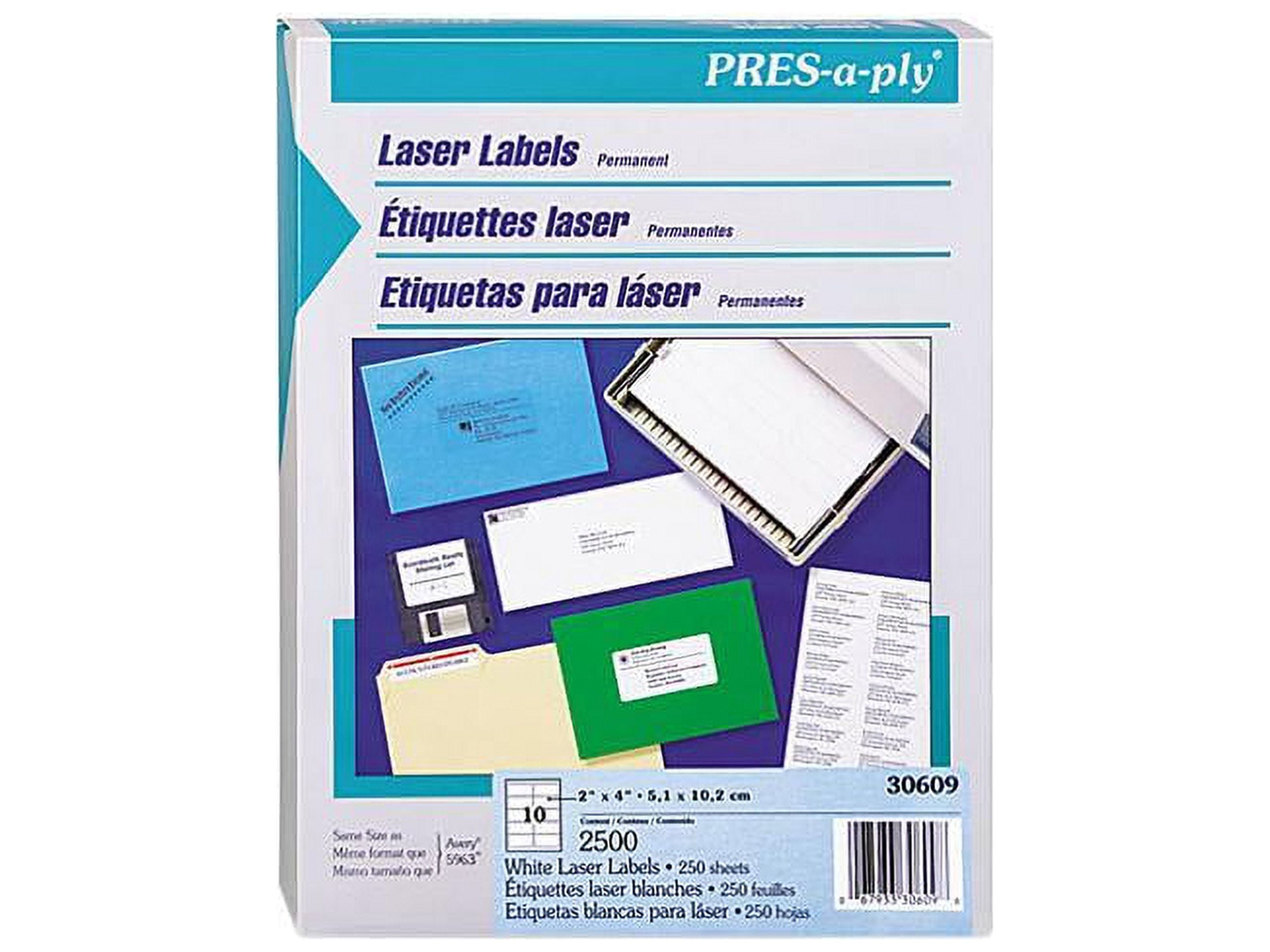 Pres-A-Ply Laser Address Labels 2 x 4 White 2500/Box 30609 - Walmart.com
