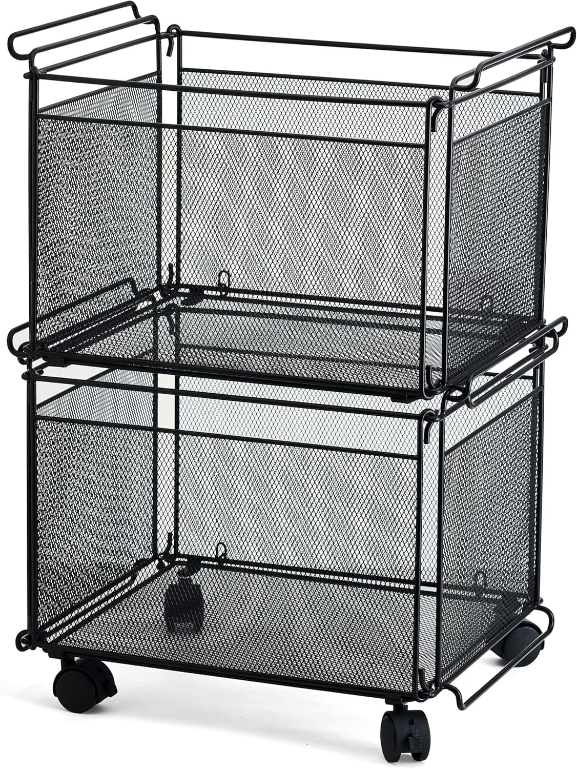 Presa Rolling Collapsible Stackable File Storage Organizer Black ...