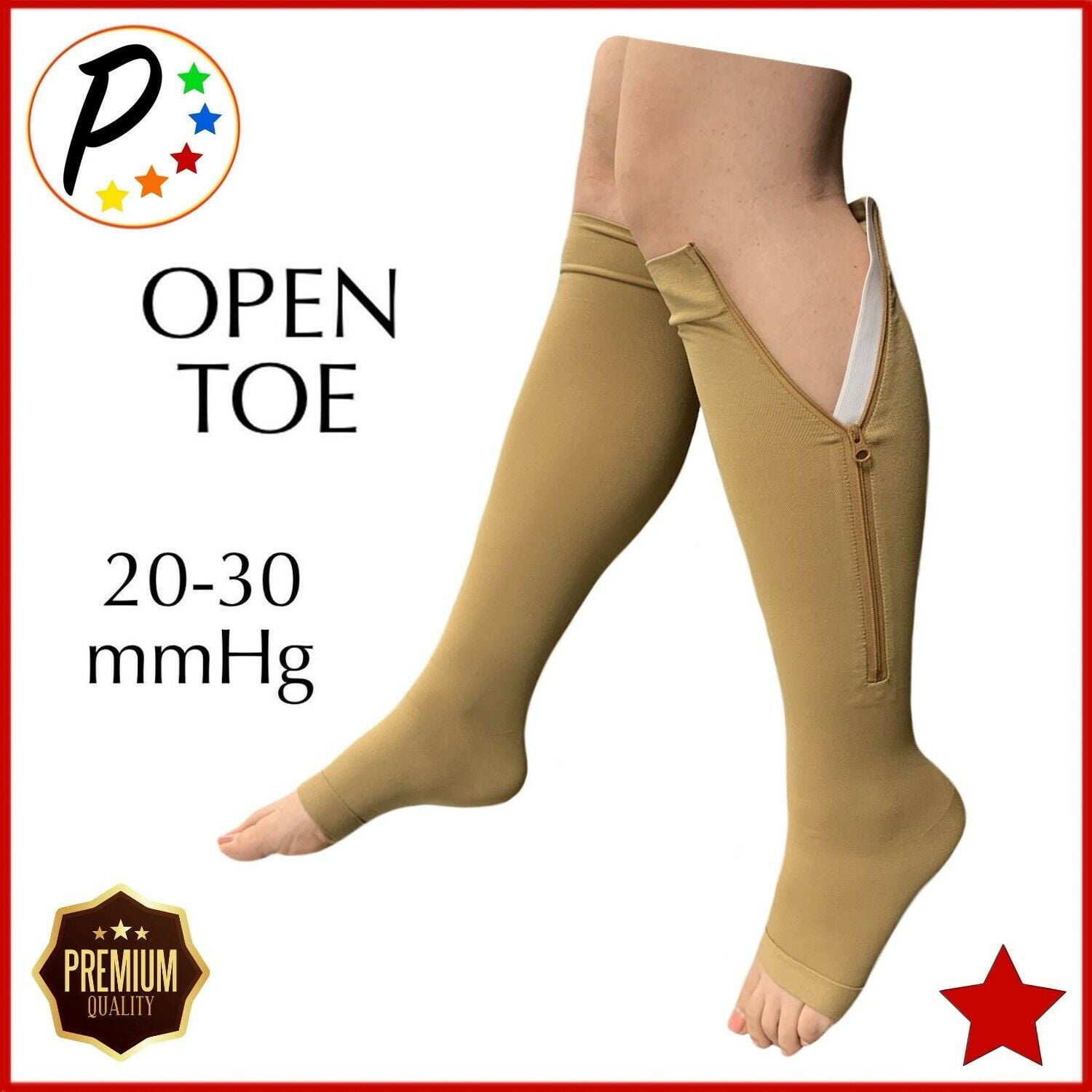 Presadee Premium Open Toe 20-30 mmHg Firm Compression With YKK Zipper ...