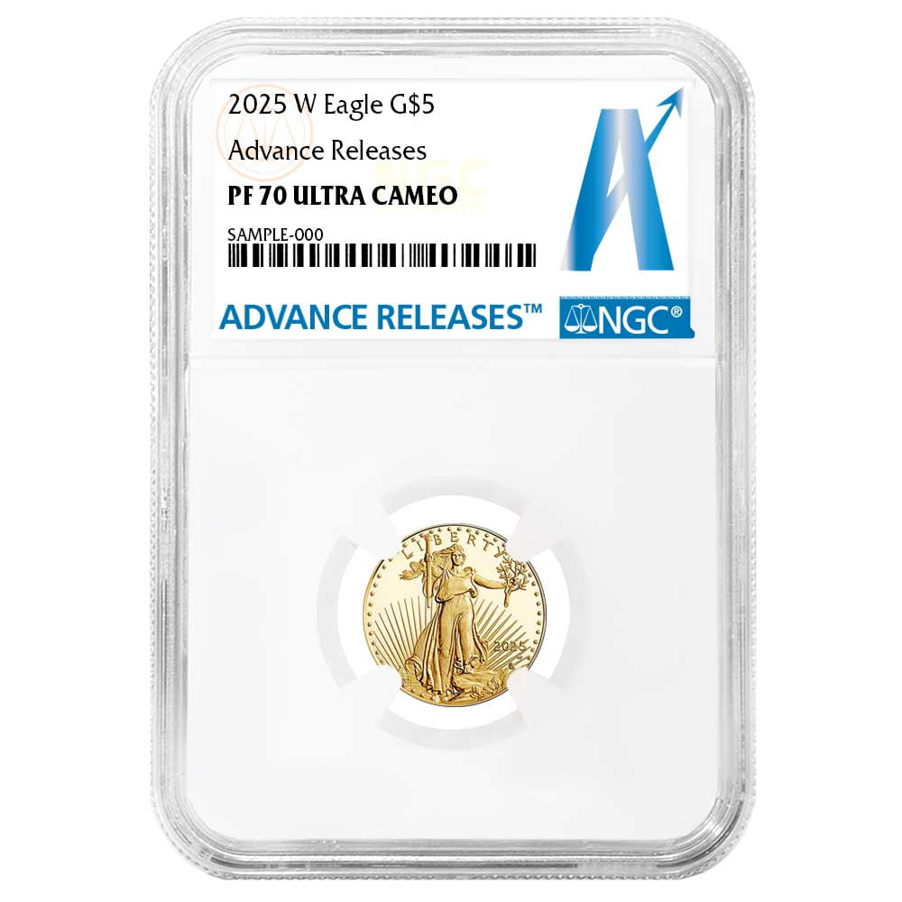 Presale - 2025-W Proof $5 American Gold Eagle 1/10 oz NGC PF70UC AR Advance Releases Label ...