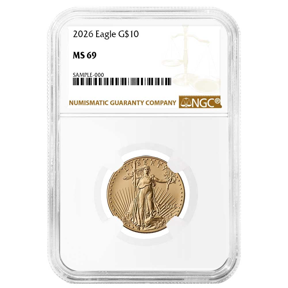Presale - 2026 $10 American Gold Eagle 1/4 oz NGC MS69 Brown Label ...
