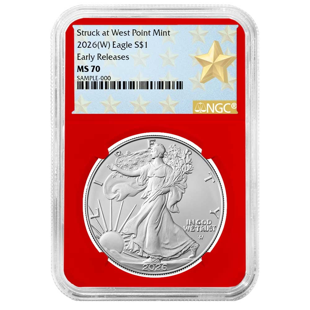 Presale - 2026 (W) $1 American Silver Eagle NGC MS70 ER West Point Star ...