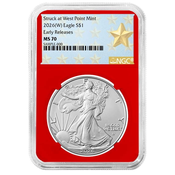 Presale - 2026 (W) $1 American Silver Eagle NGC MS70 ER West Point Star ...